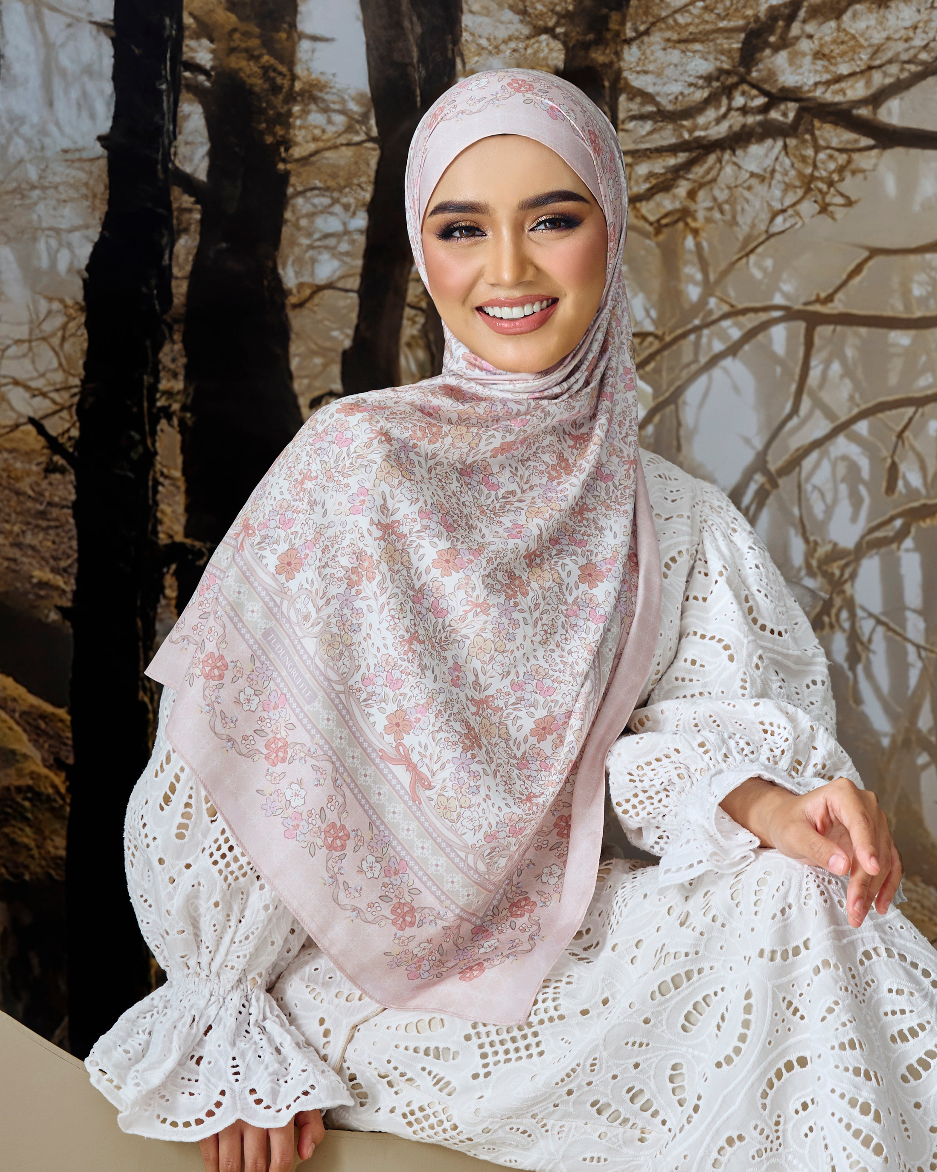 Kesuma in Apricot Satin Shawl – Tudungruffle
