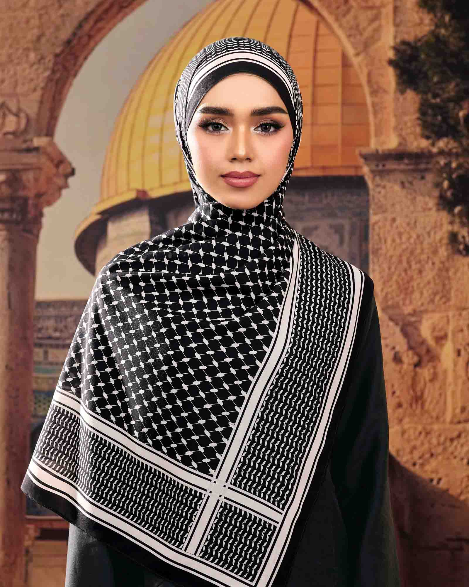 Kaffiyeh in Jet Black Shawl – Tudungruffle